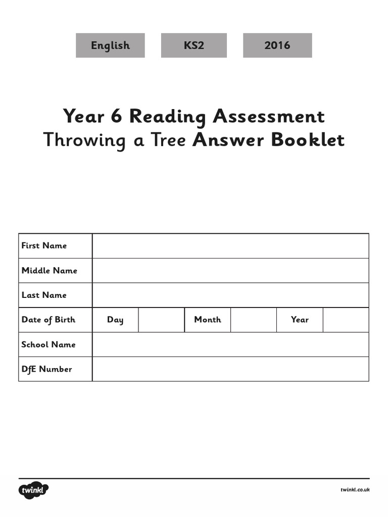 Year 6 Poetry Question and Answer Booklet - Throwing A Tree | PDF