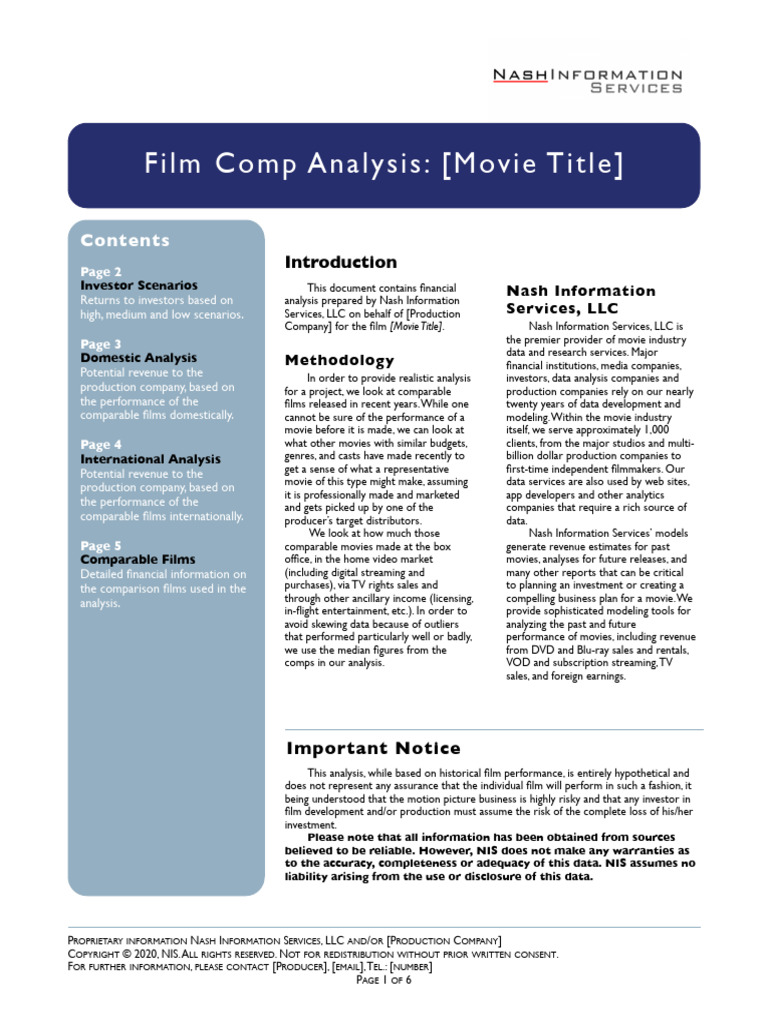 Comp Analysis - Film Proposals Sample-10 | PDF | Revenue | Box Office