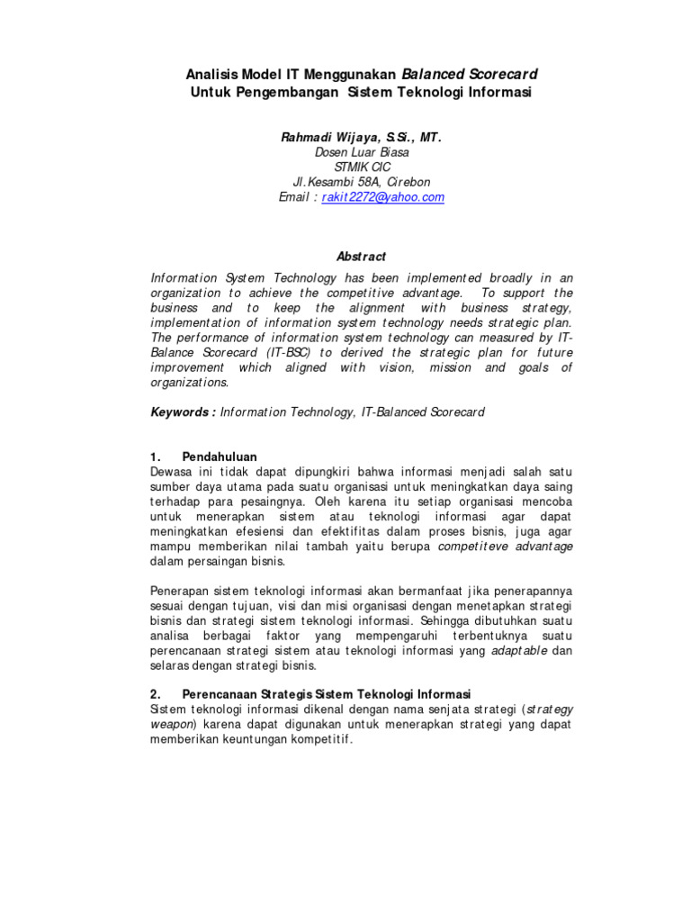 Model IT Menggunakan Balanced | PDF