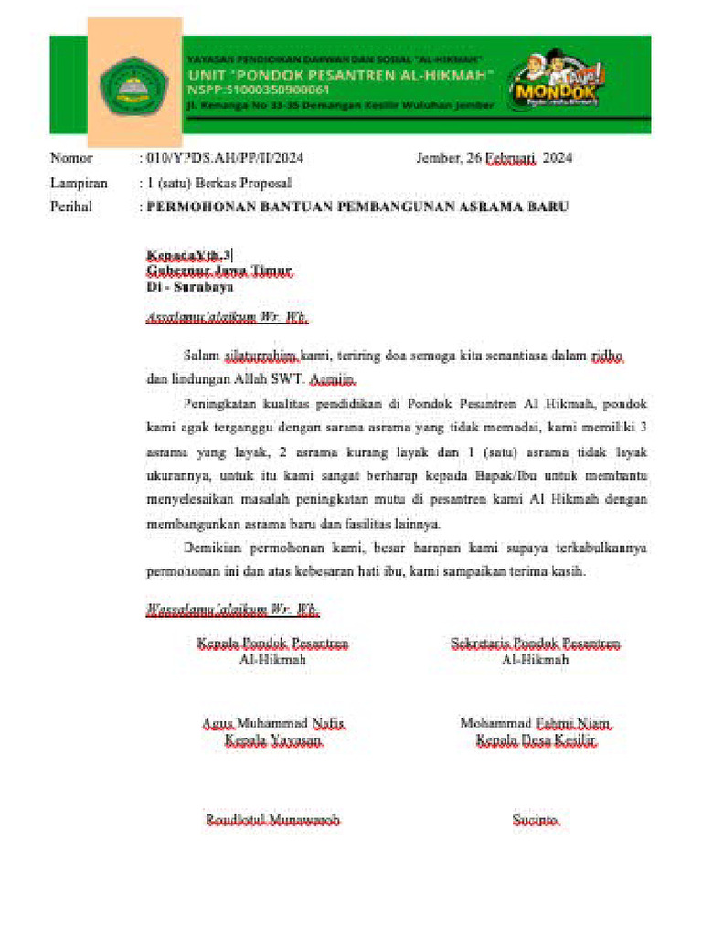 Surat Permohonan Proposal | PDF