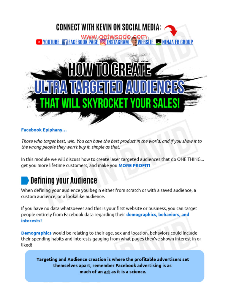 01-Module 3 - How To Create Ultra Targeted Audiences | PDF | Facebook ...