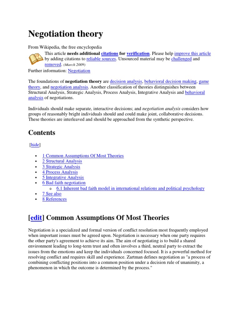 Negotiation Theory: Citations Verification | PDF | Negotiation | Cognition
