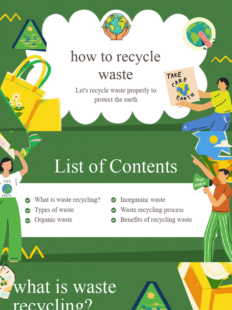Green and White Illustrative How To Recycle Waste Presentation | PDF ...