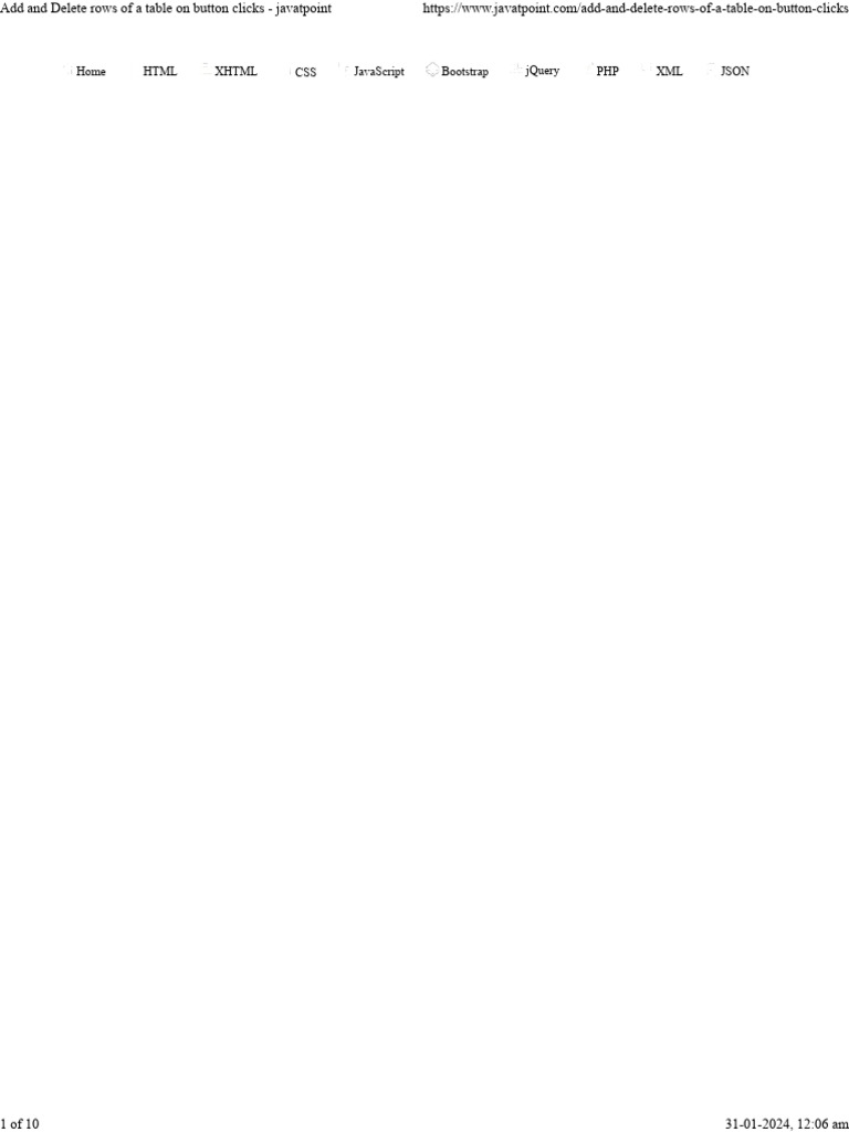 Add and Delete Rows of A Table On Button Clicks - Javatpoint | PDF ...