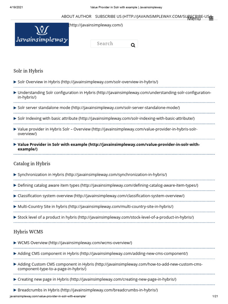 Value Provider in Solr With Example | PDF | Apache Solr | Source Code