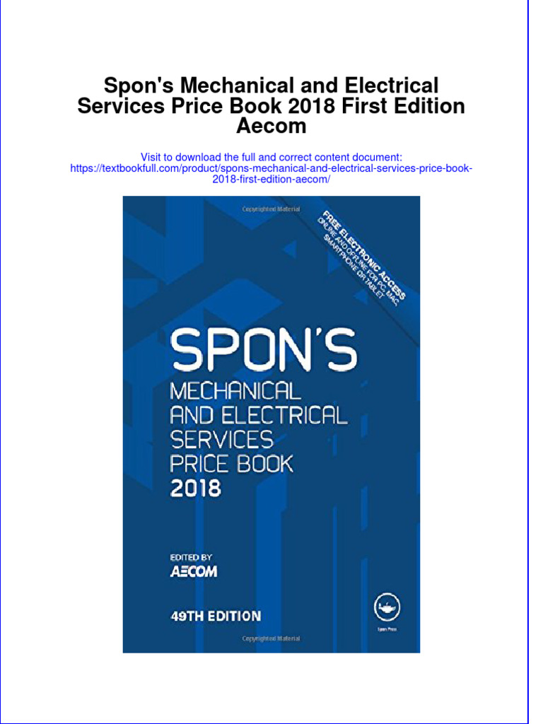 Textbook Spons Mechanical and Electrical Services Price Book 2018 First ...