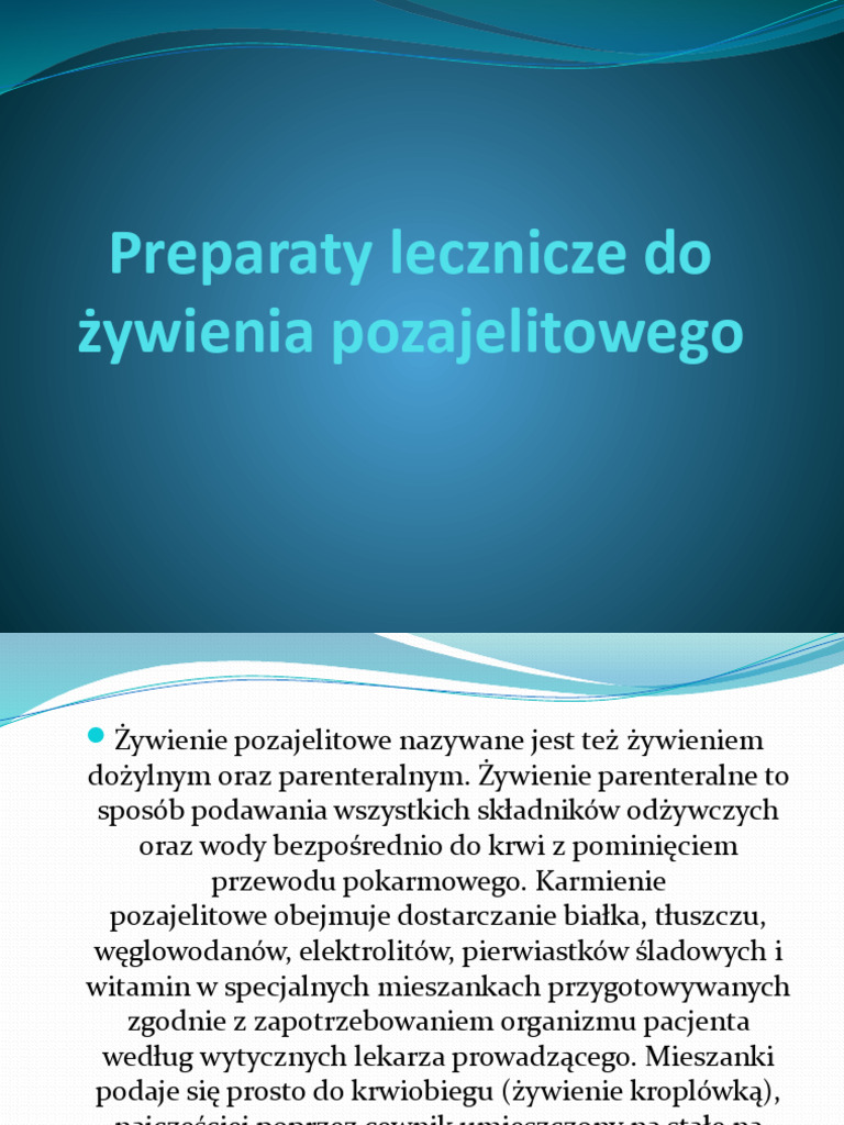 Żywienie Pozajelitowe TPL | PDF