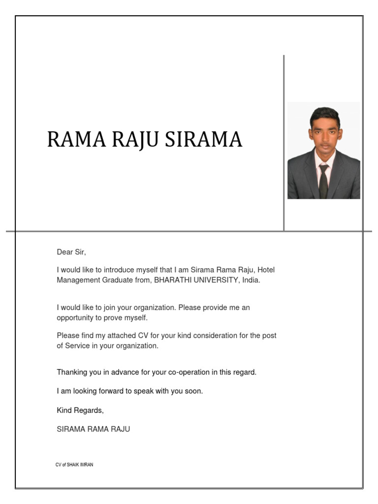 Sirama Ramaraju CV | Download Free PDF | Waiting Staff | Restaurants