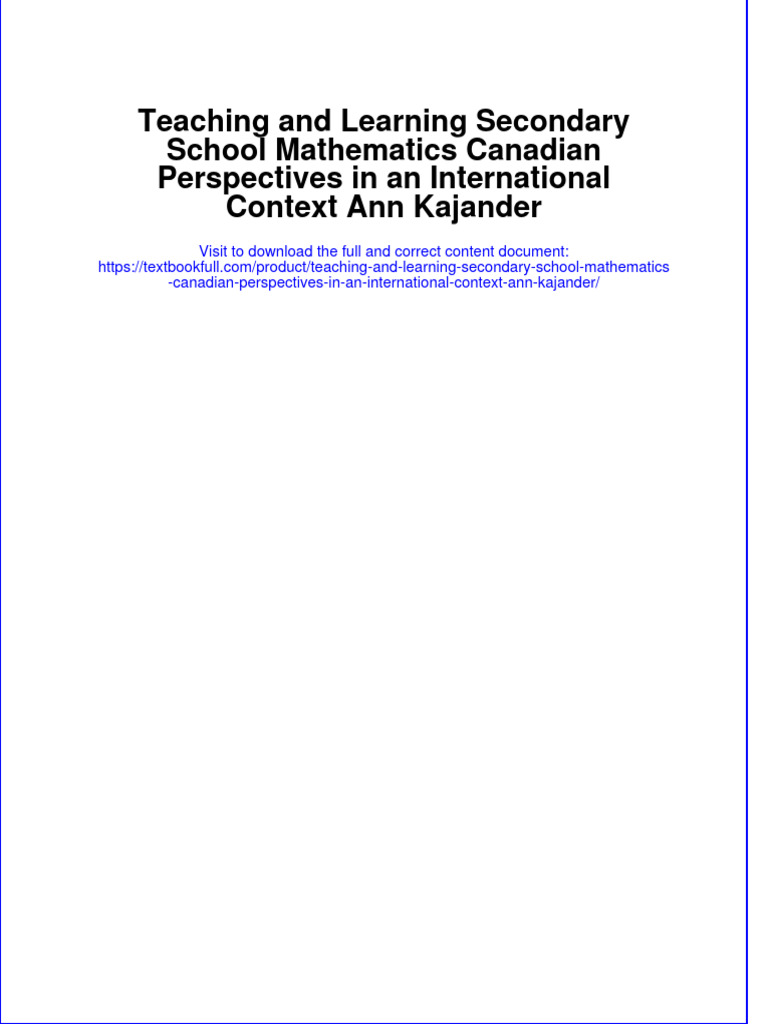 Textbook Teaching and Learning Secondary School Mathematics Canadian ... Textbook Teaching and Learning Secondary School Mathematics Canadian ...