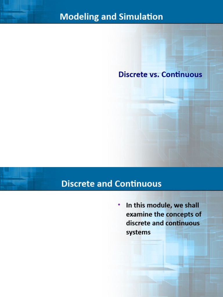 Module 11 Discrete and Continuous | PDF | Discrete Time And Continuous Time | Computer Simulation