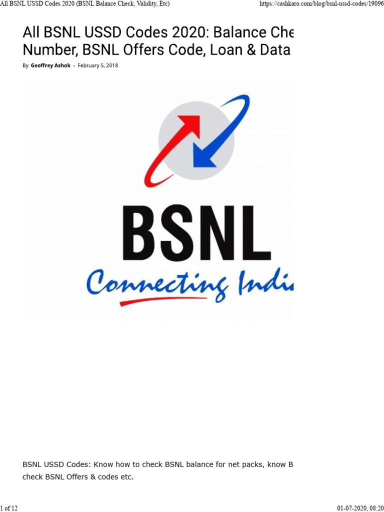 BSNL USSD Codes | Download Free PDF | Interactive Voice Response ...