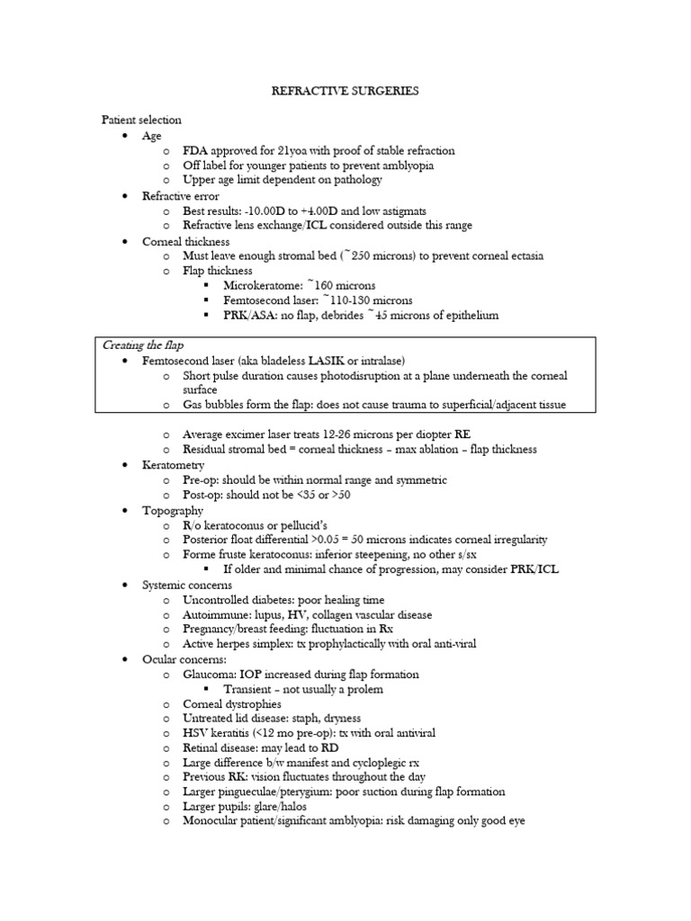 Refractive Surgery Overview | PDF | Cornea | Ophthalmology
