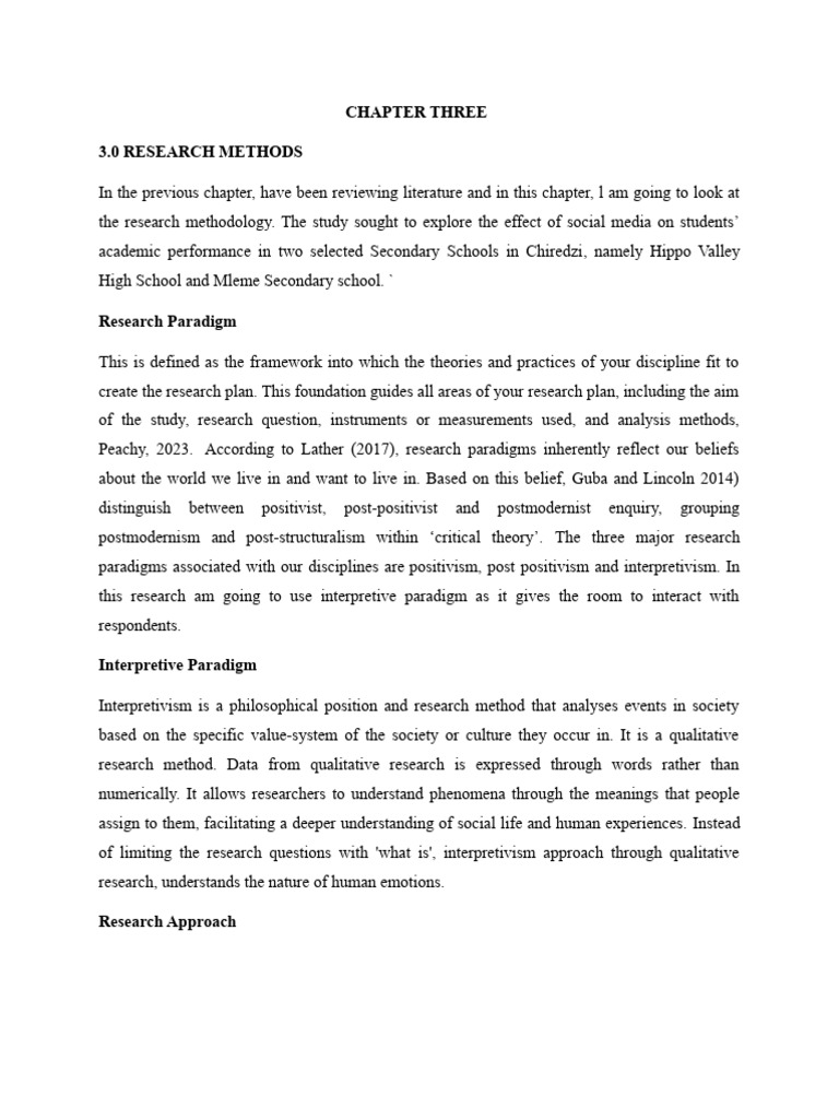 Chapter Three | PDF | Methodology | Qualitative Research