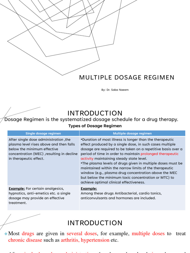 Multiple Dosage Regimen | PDF | Pharmacokinetics | Dose (Biochemistry)