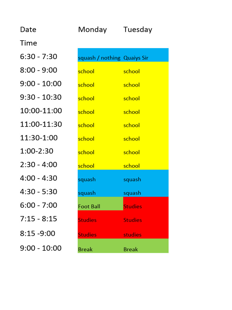 Exam period time table | PDF