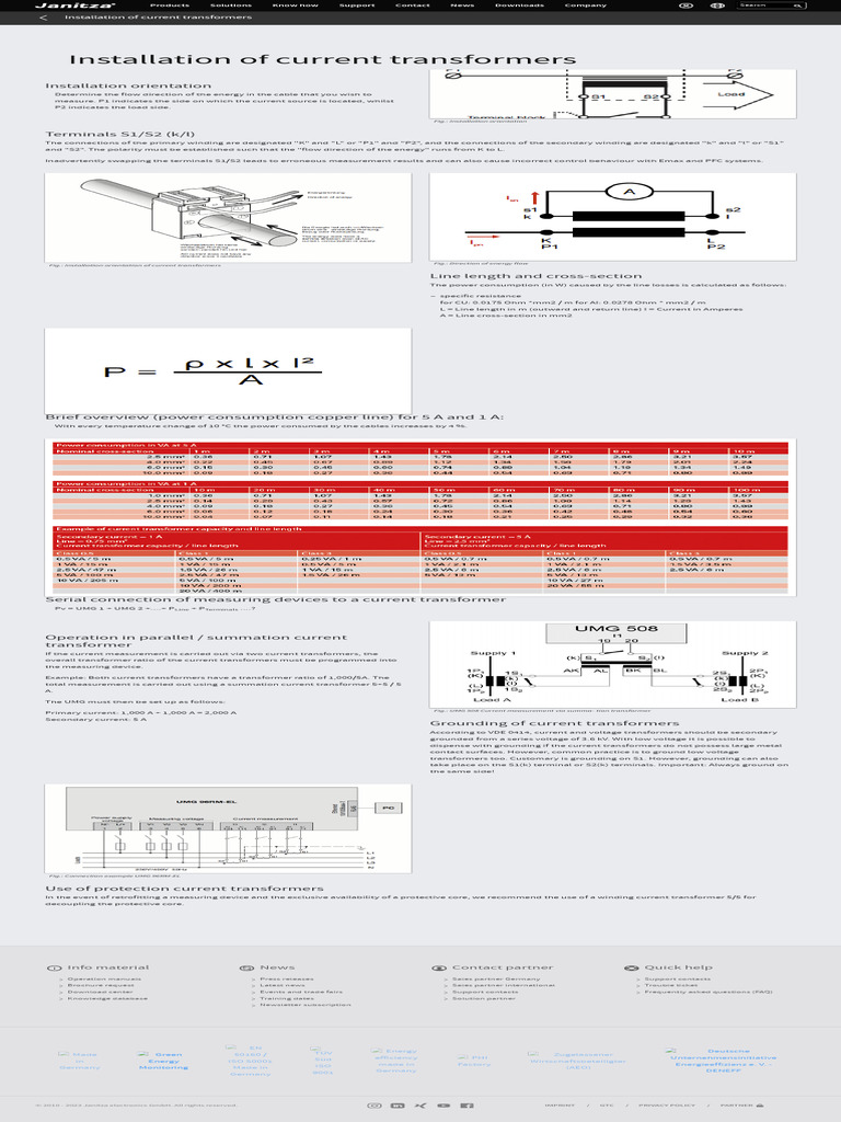 Installing Janitza Current Transformers | PDF | Transformer | Electric ...