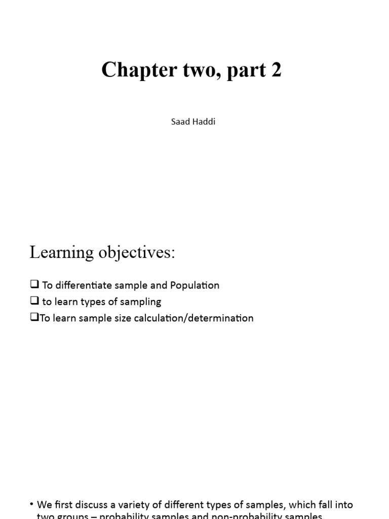 Chapter 2 Part 2 | PDF | Sampling (Statistics) | Science