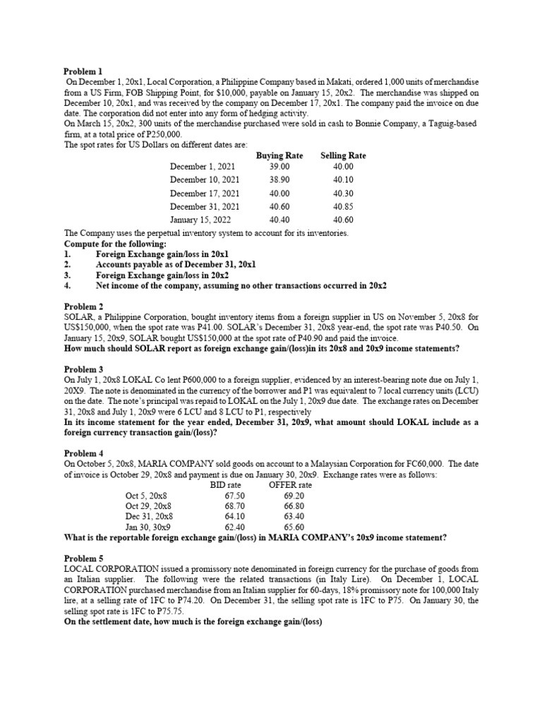Foreign Exchange Transactions Analysis | PDF | Hedge (Finance) | Spot ...