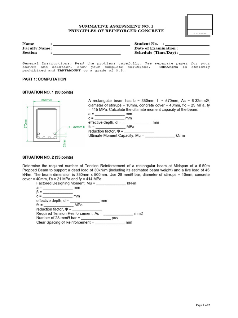 Quiz-1 PRC Blank-1 | PDF | Beam (Structure) | Building Materials