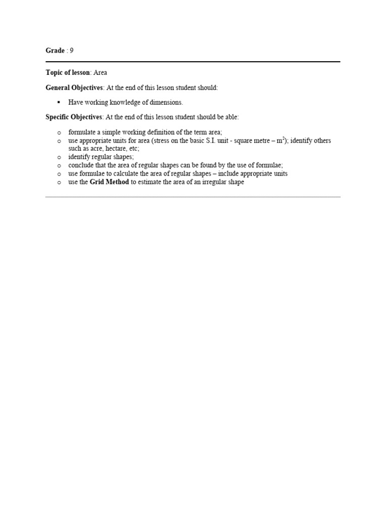 Measuring Area | PDF | Area | Shape