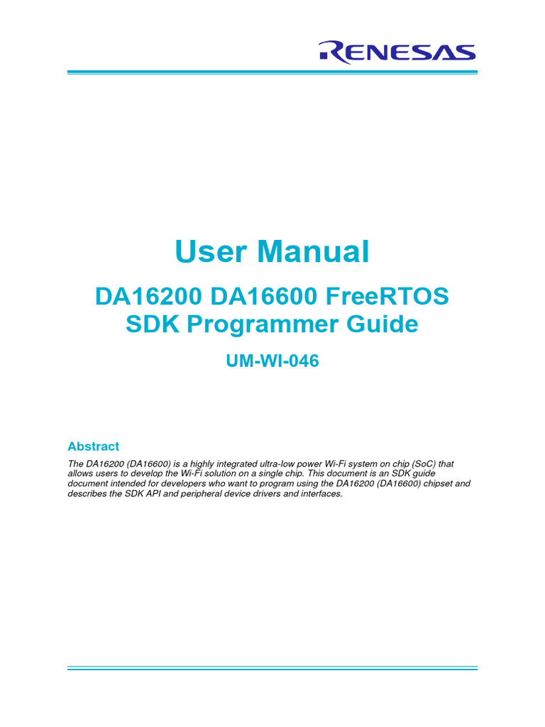 REN UM-WI-046-DA16200 DA16600 FreeRTOS SDK Programmer Guide 1v9 MAS ...