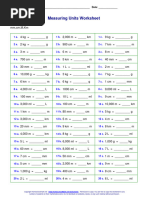 Measurement Units Worksheet | PDF