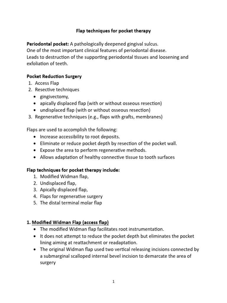 Flap Techniques for Pocket Therapy | PDF | Periodontology | Mouth