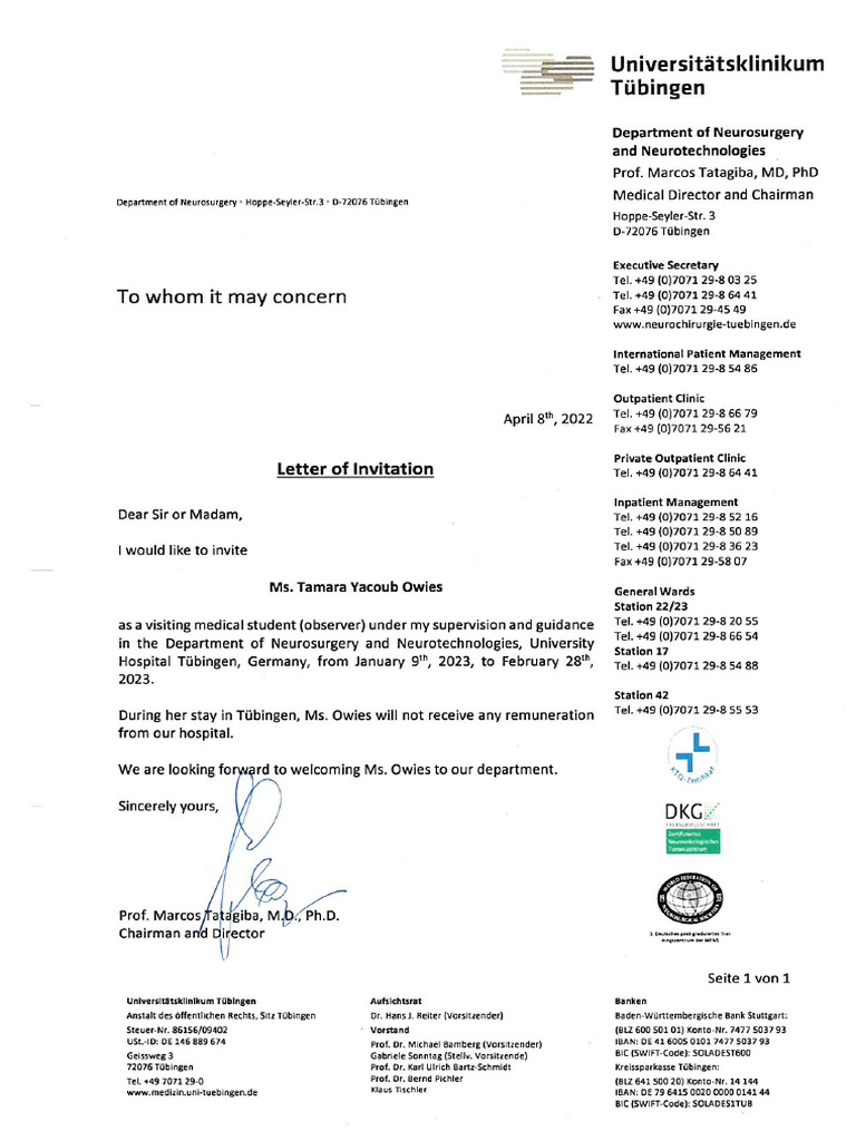 Letter of Invitation - Tamara Yacoub Owies | PDF