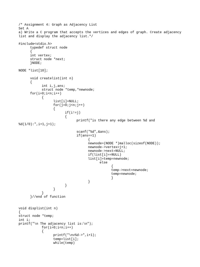 Ass4 All | PDF | Vertex (Graph Theory) | Computer Programming