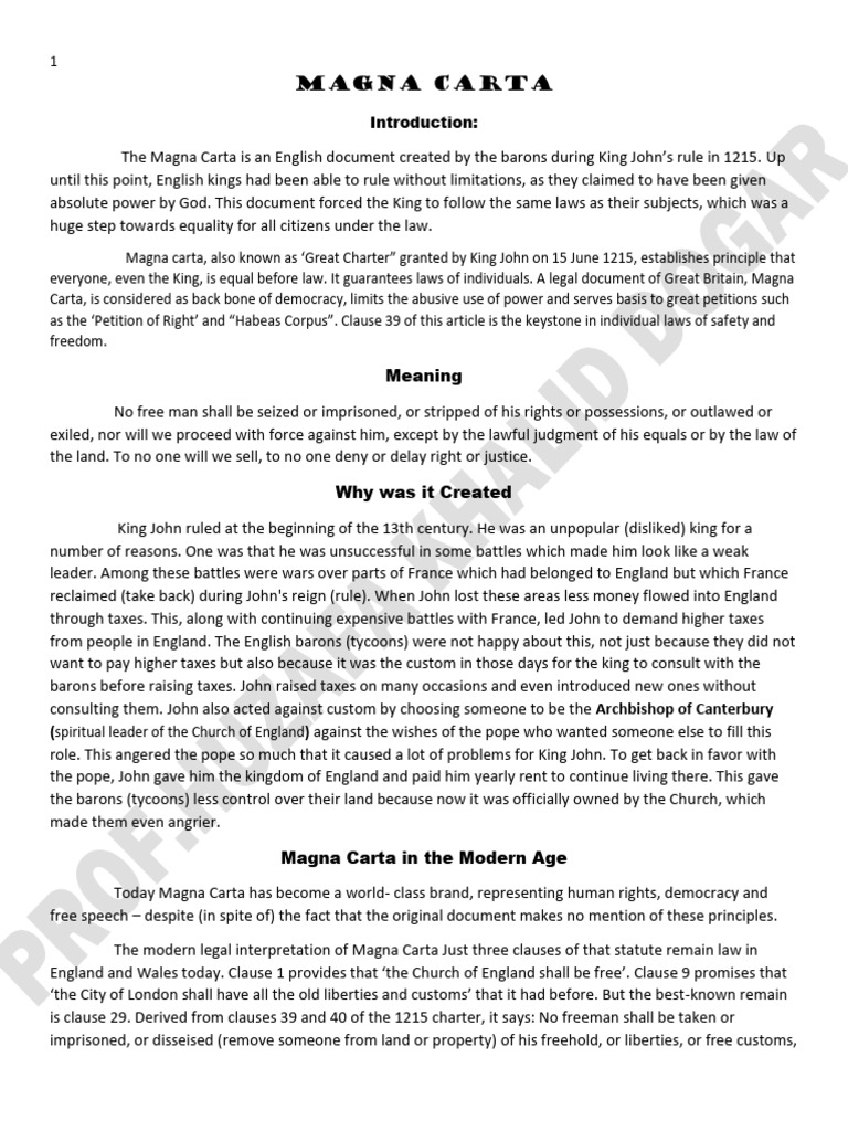 Magna Carta | PDF | Magna Carta | Government