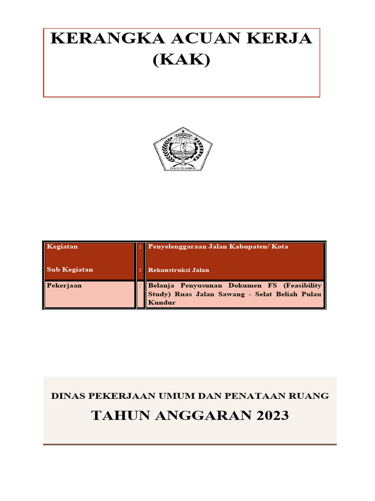 KAK Dokumen FS Feasibility Study Ruas Jalan PARIT PACITAN Pulau Kundur ...
