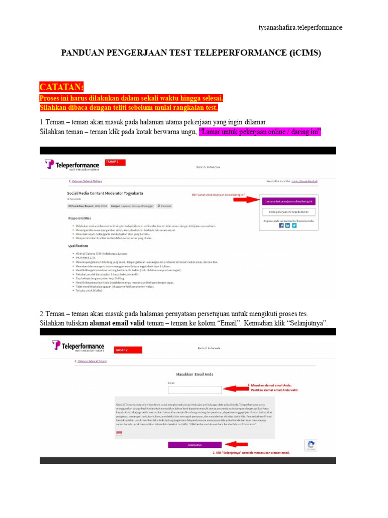 Panduan Pengerjaan Test Teleperformance | PDF | Ilmu Sosial | Komputer