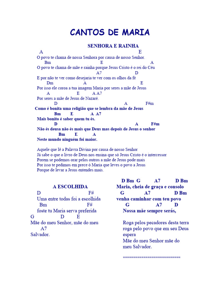 08-Cantos de Maria | PDF | Maria, mãe de Jesus | Jesus