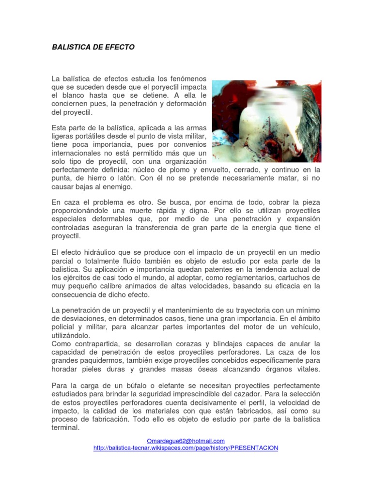 Balistica de Efecto | PDF | Munición | Proyectiles