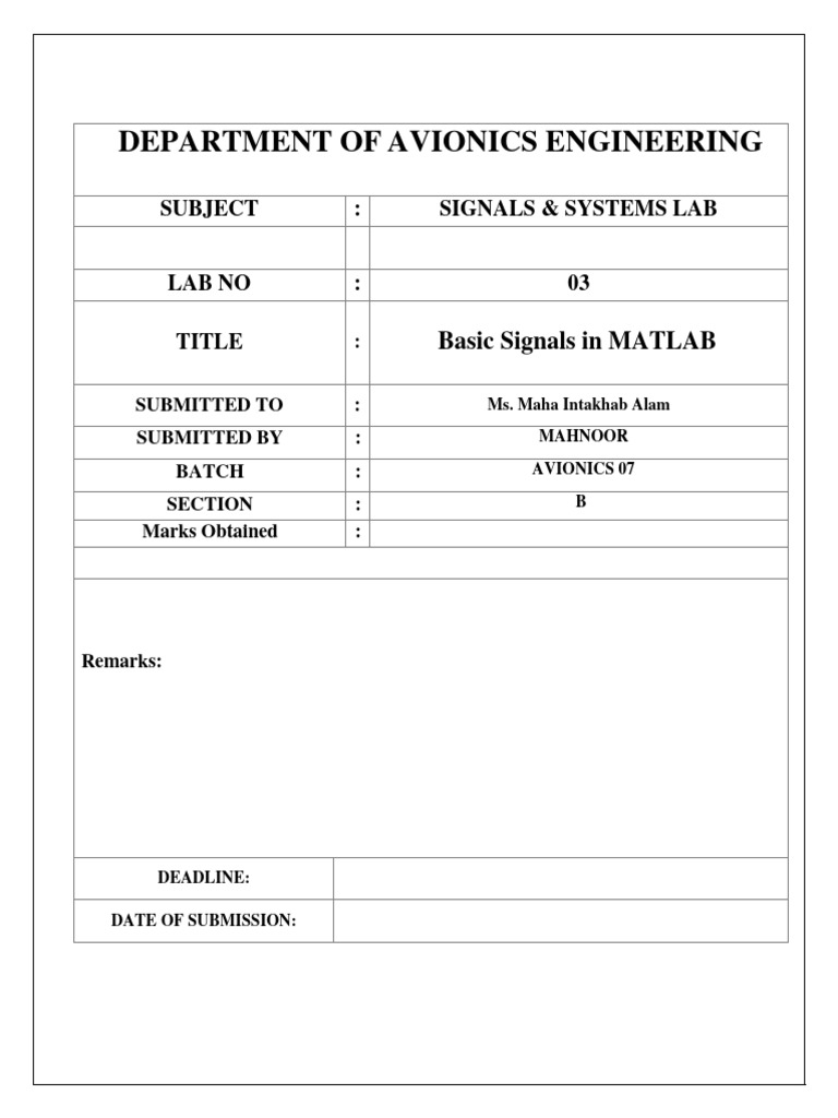 Signals and System Lab 4 | PDF | Function (Mathematics) | Mathematical Objects