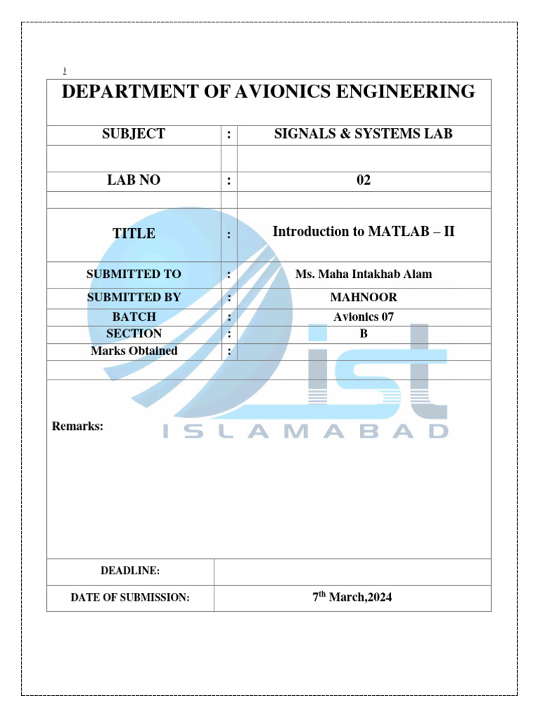 Signals and System Lab 1 | PDF | Matrix (Mathematics) | Matlab