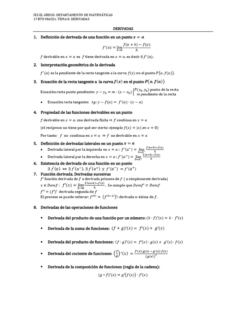 Tema 8. Derivadas | PDF | Derivado | Curva