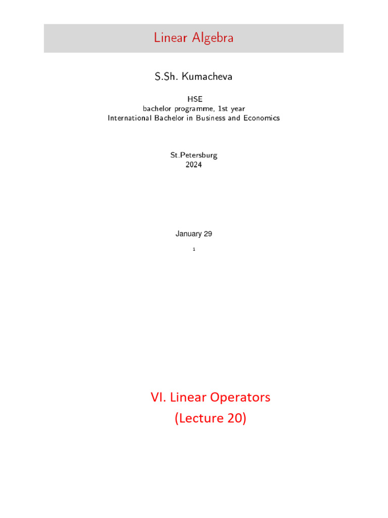 Lecture 20 | PDF | Linear Map | Matrix (Mathematics)