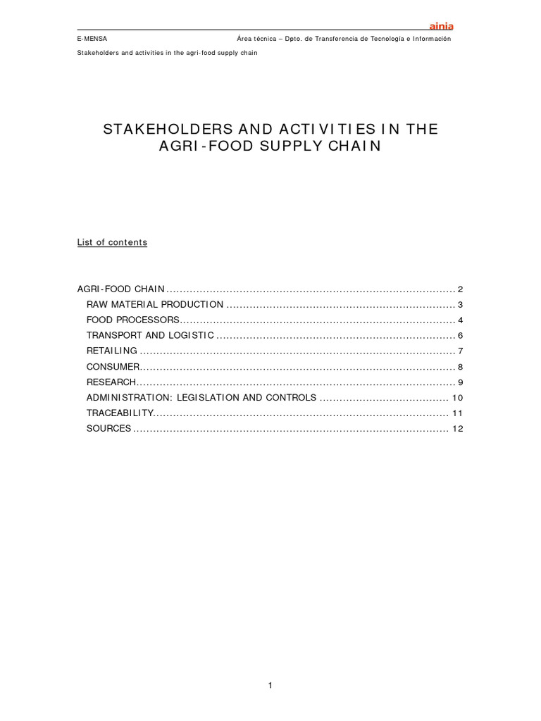 Agri-Food Supply Chain Stakeholders Guide | PDF | Food Industry ...