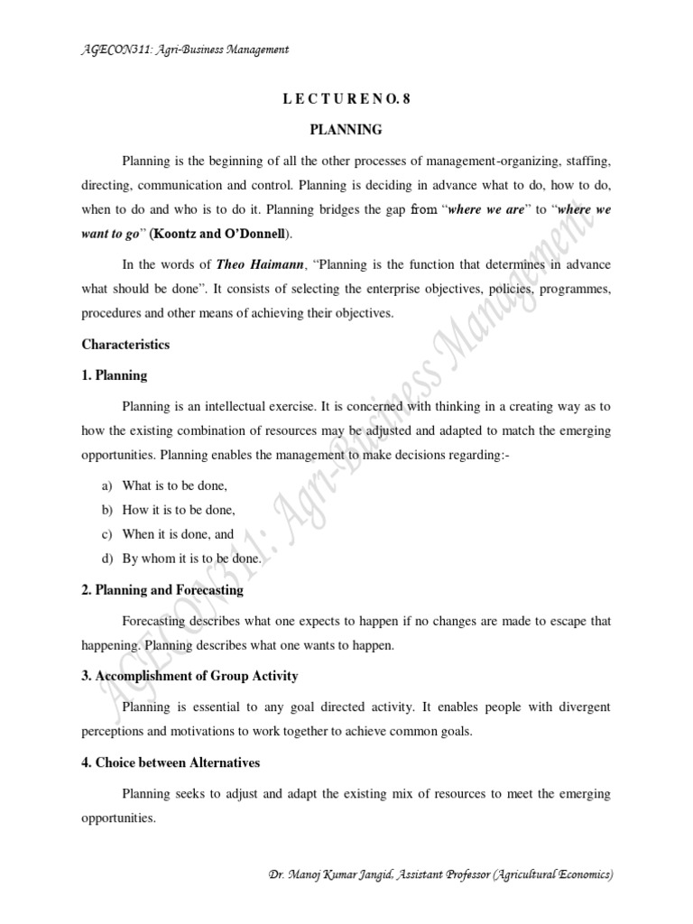 Management Functions - 1. Planning | PDF | Economics | Market (Economics)