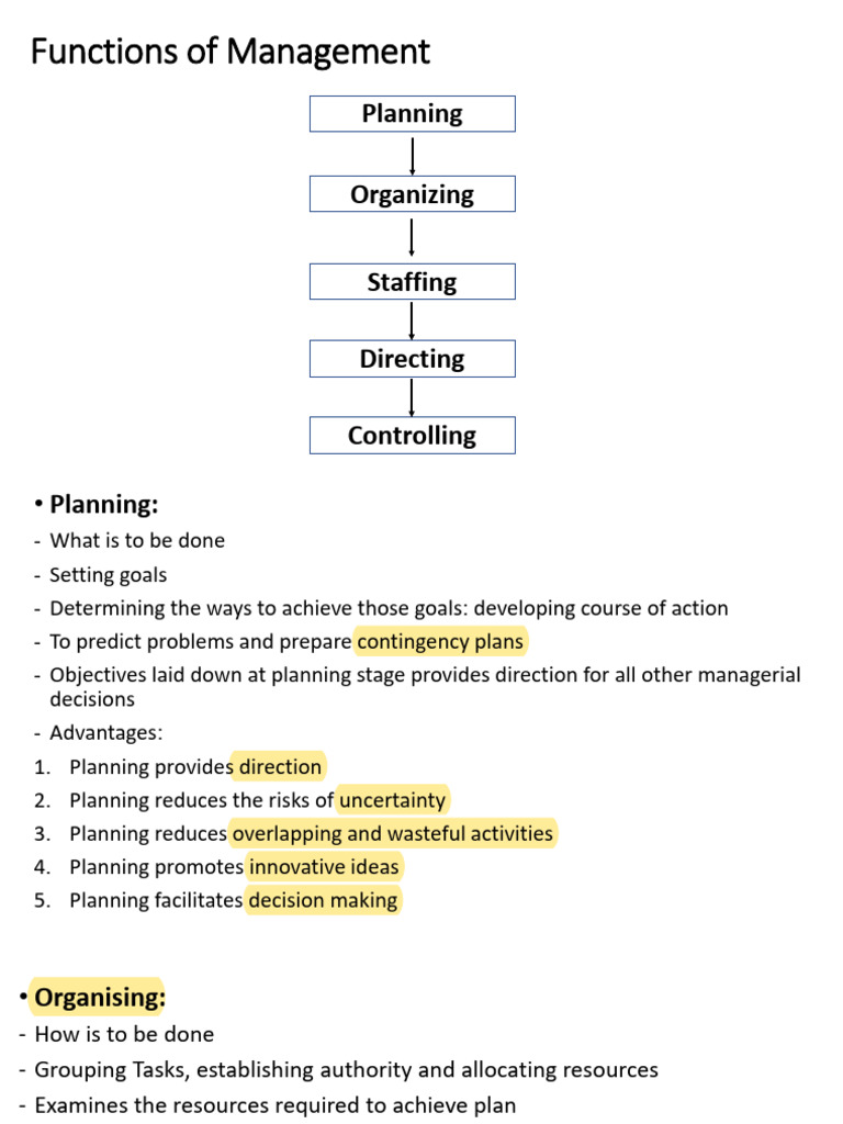 Functions of Management | PDF | Human Resources | Goal