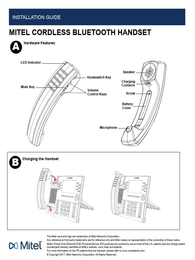 Cordless BT Handset Installation Guide EN | PDF | Telephone | Electromagnetic Interference