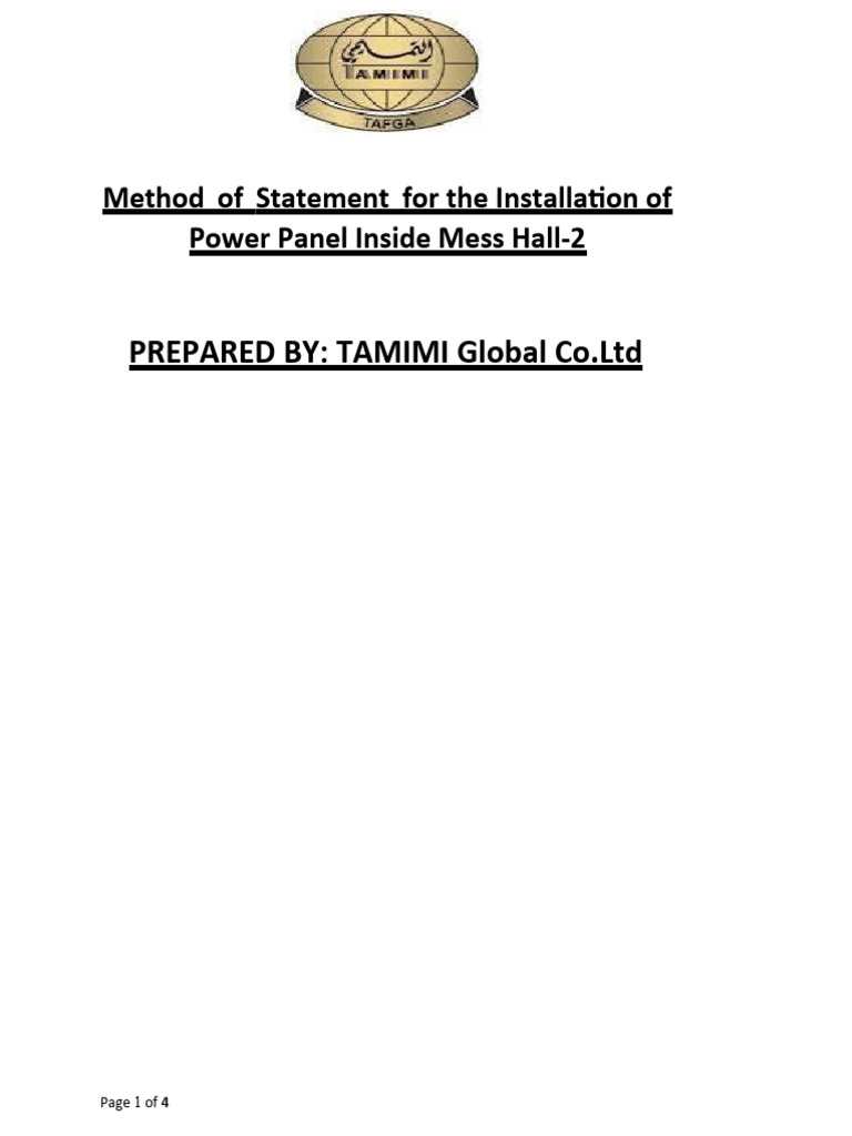 Power Panel Installation Method Statement | PDF | Insulator ...