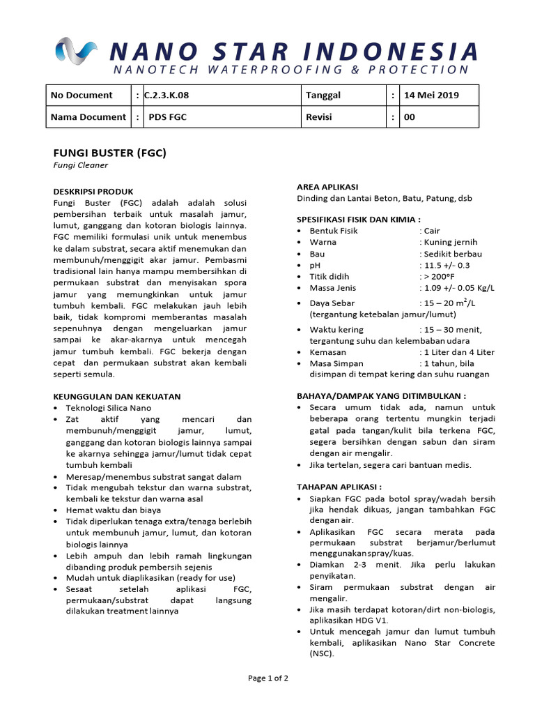 C.2.3.K.08 - Rev00Bahasa - Product Data Sheet FGC | PDF