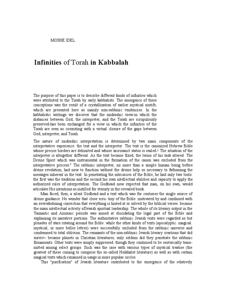 Moshe Idel - Infinities of Torah | PDF | Kabbalah | Torah