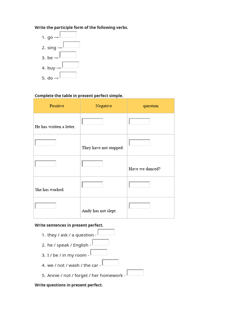 Present Perfect TEST | PDF