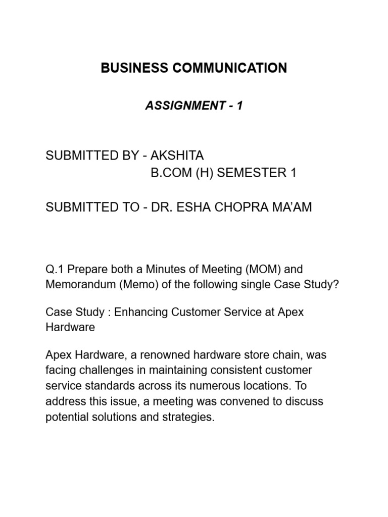 Assignment 1 Business Communication | PDF | Business