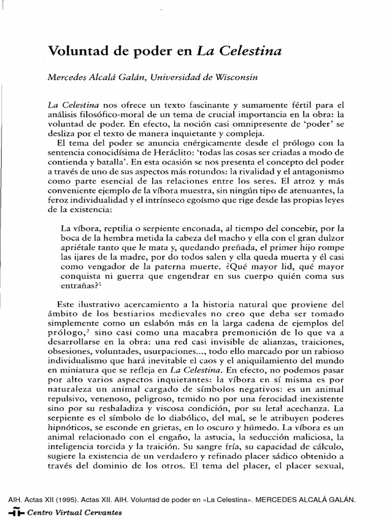 Actas XII. AIH. Voluntad de poder en «La Celestina». MERCEDES ALCALÁ ...