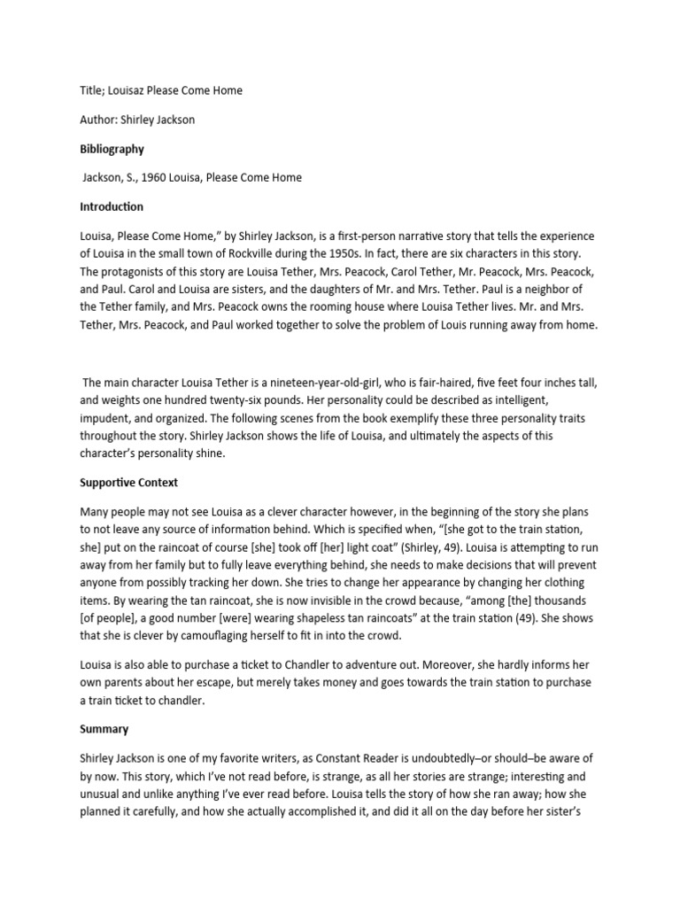 Louisa Pls Come Home Book Review | PDF | Mystery, Thriller & Crime Fiction