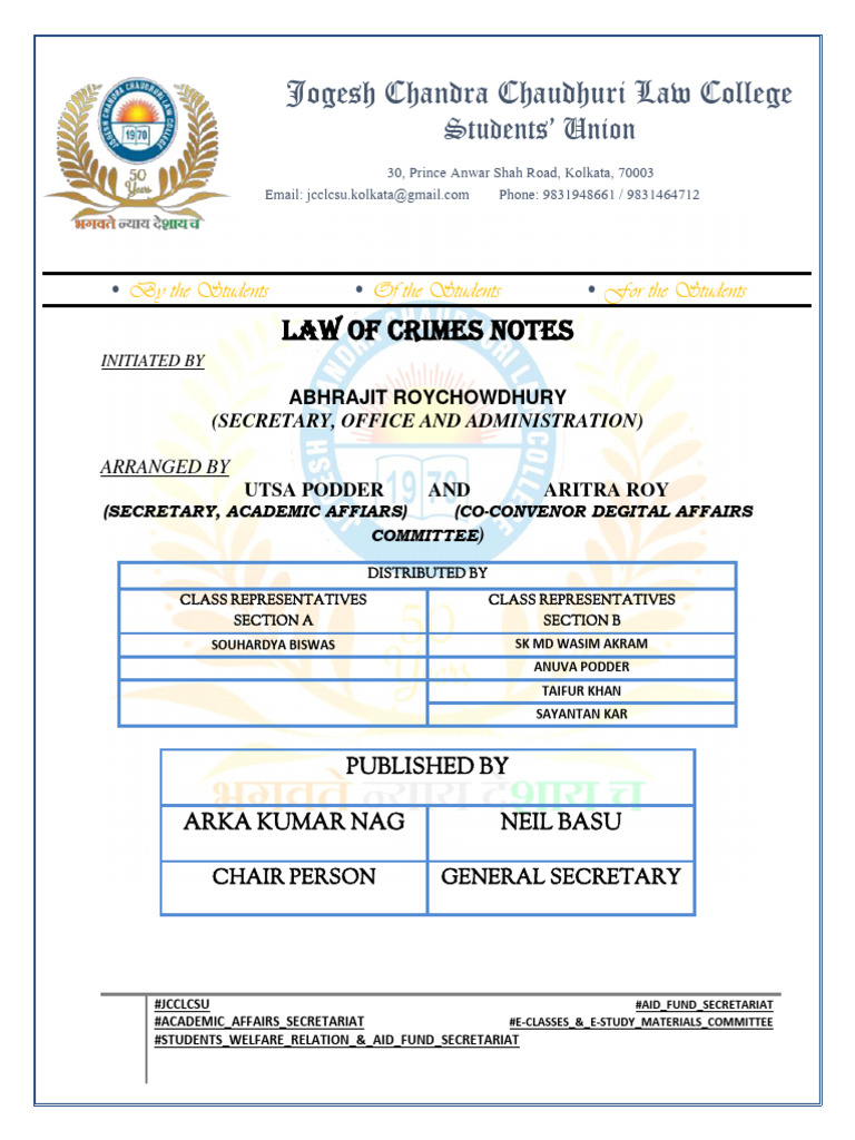 Law of Crimes Notes | PDF | Arrest | Magistrate